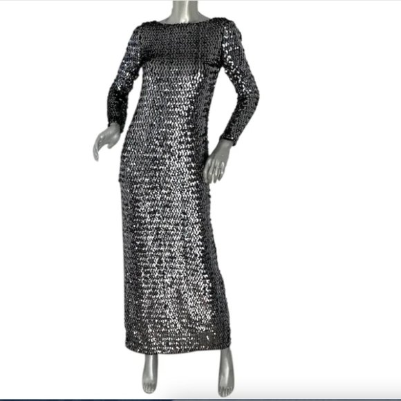 Joy Stevens | Dresses | Vintage 97s Joy Stevens Black Sequin Maxi Rare ...